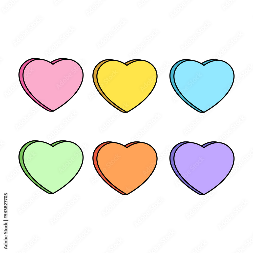 Conversation hearts Valentines Day rainbow candy sweets love blank icon ...