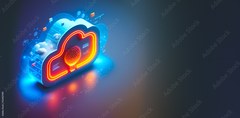 Glowing Cloud icon technology concept, exploded panel with cloud ...