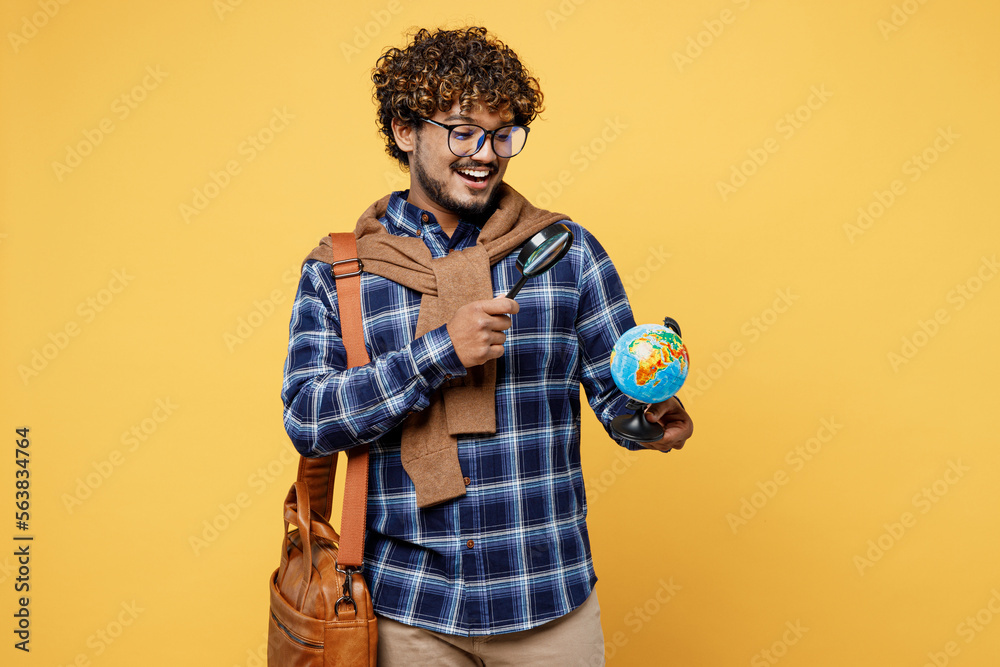 Plakat, Poster Young smiling teen Indian boy IT student he wear casual ...