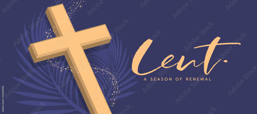 Lent a season of renewal - 3D Gold Cross crucifix with line star wink ...