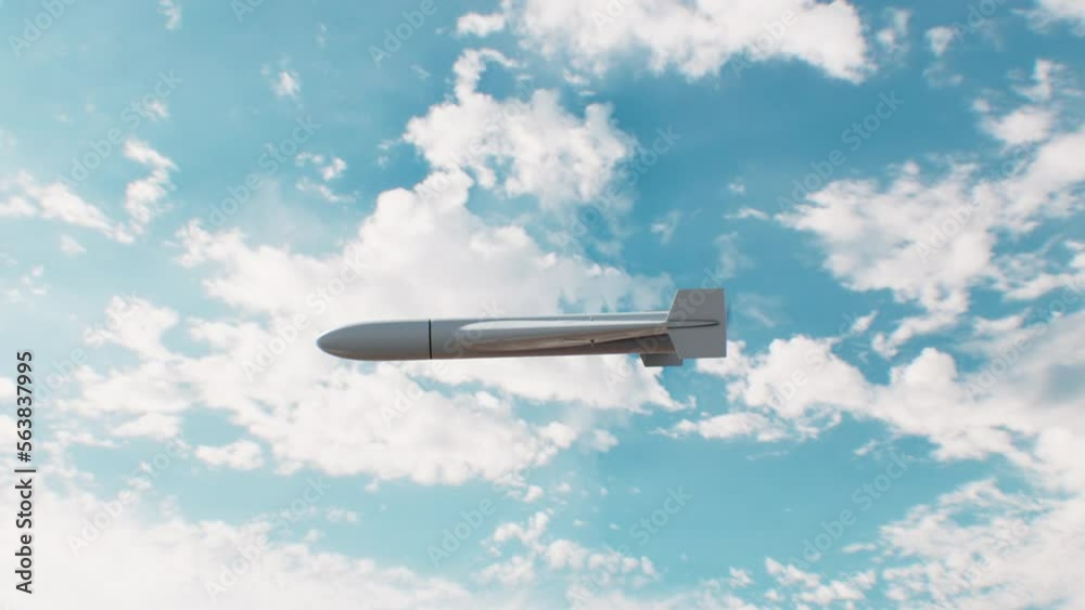 Military Drone Kamikaze Flight in the Sky Close-up 3d Animation. Battle ...