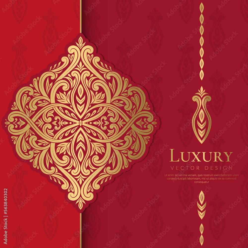 Red and gold pattern. Vector mandala template. Golden design elements ...