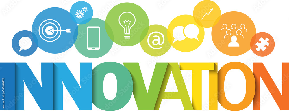 INNOVATION colorful business concept banner on transparent background ...