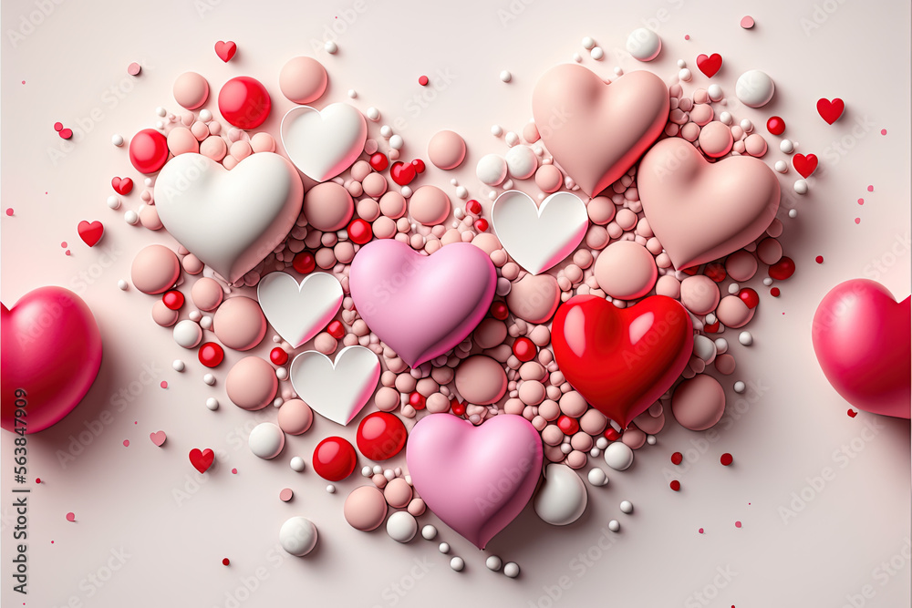 Valentinstag, Herzen, Hintergrund, Rote Herzen, Rosa Herzen ...