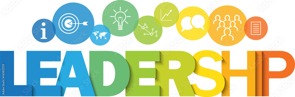 LEADERSHIP colorful business concept banner on transparent background ...
