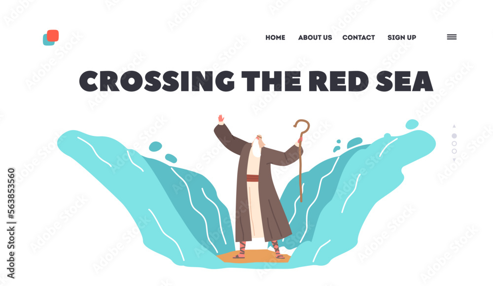 Crossing the Red Sea Biblical Story Landing Page Template. Religion ...