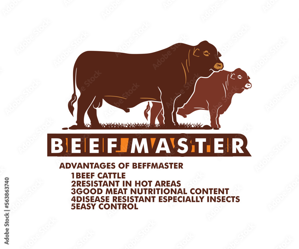 BEEF MASTER CATTLE LOGO, great silhouette of red bull standing vector ...