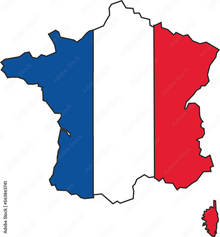 carte de france avec le drapeau français dessus Stock Illustration ...