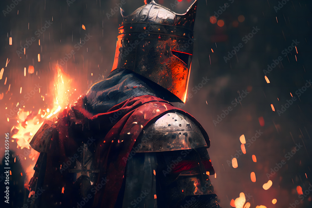 Fantasy medieval battle, knights crossing the desert, there is ice and ...