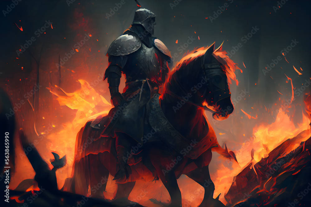 Fantasy medieval battle, knights crossing the desert, there is ice and ...