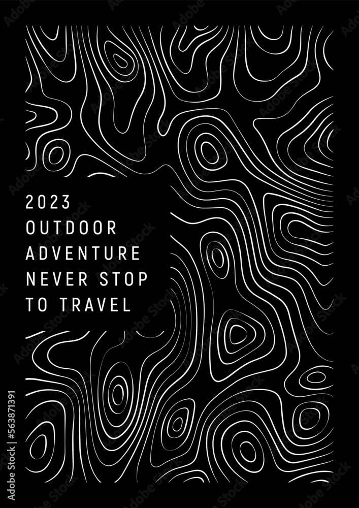 Outdoor poster of topographic line map. Wood rings, vector line pattern ...