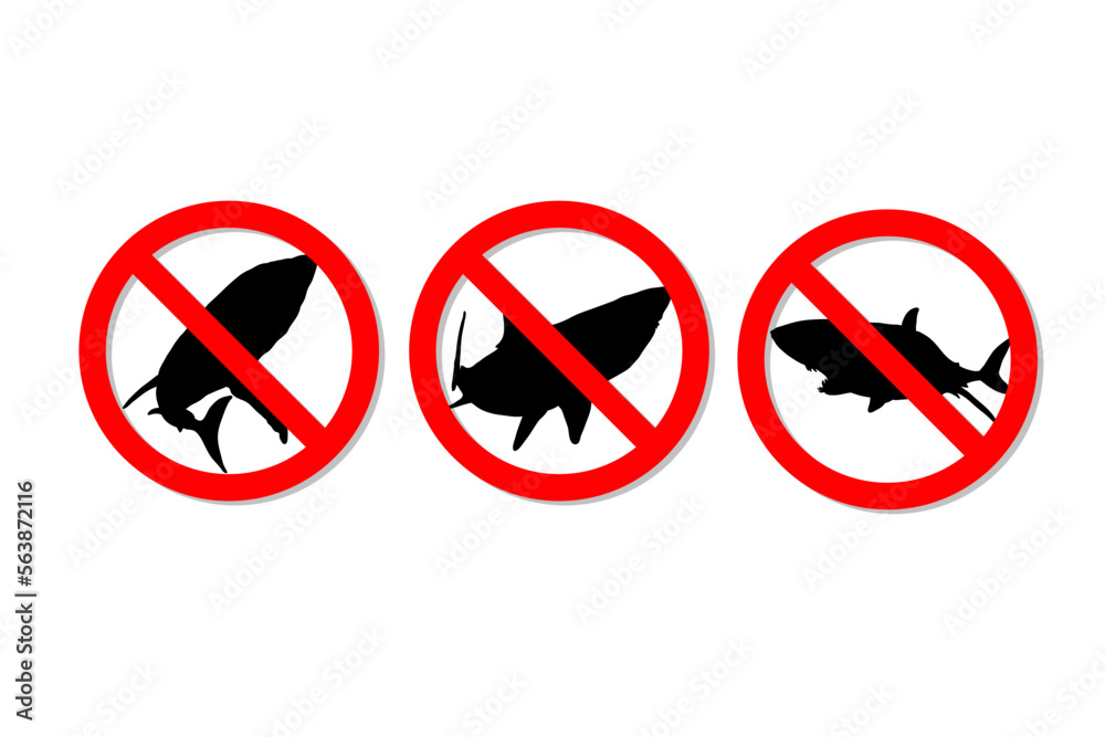 Warning sign no sharks vector design Stock Vector | Adobe Stock