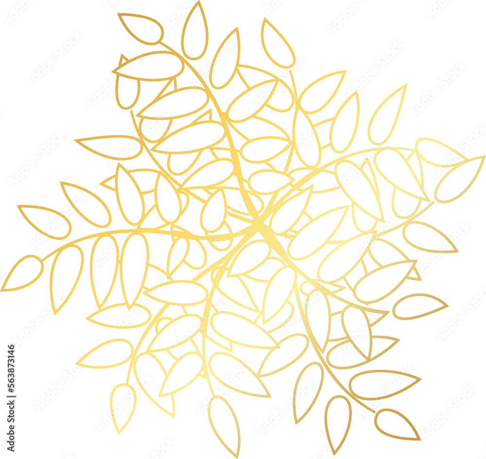 Golden tree, plant top view. Element for design logo, project. Tree set ...