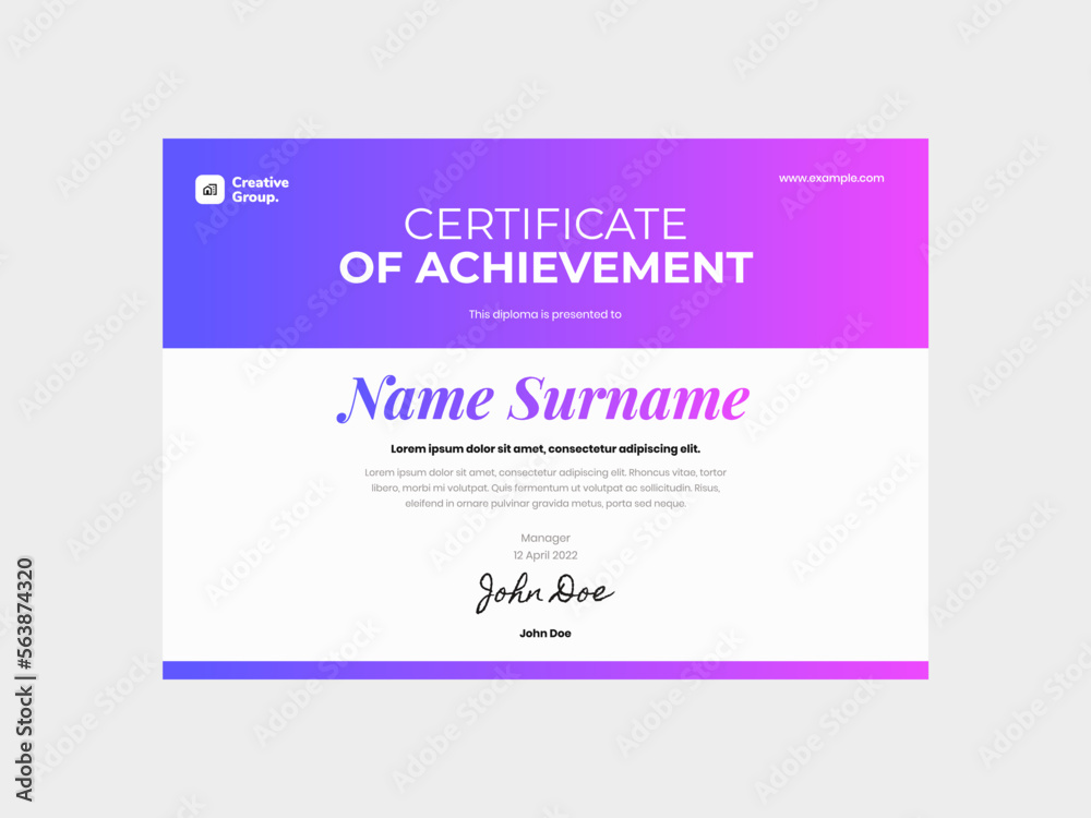 Gradient Purple Elegant Certificate Template. This design embodies ...