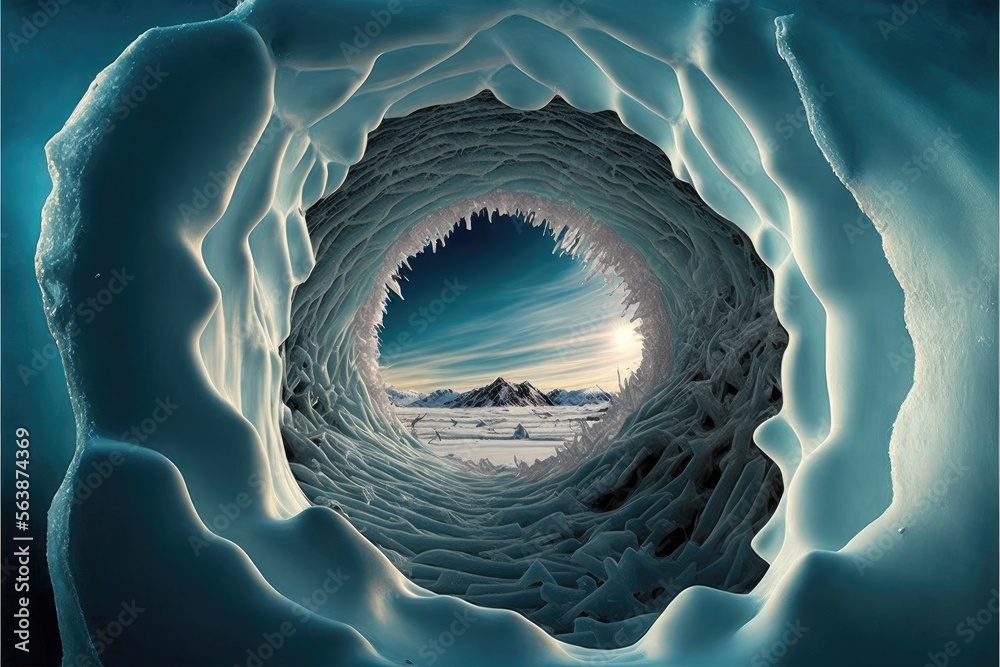 round frosty window with frozen ice rims in snow Stock Illustration ...