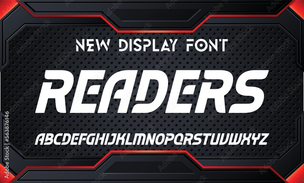 READERS Futuristic modern techno sci fi bold display stencil font ...