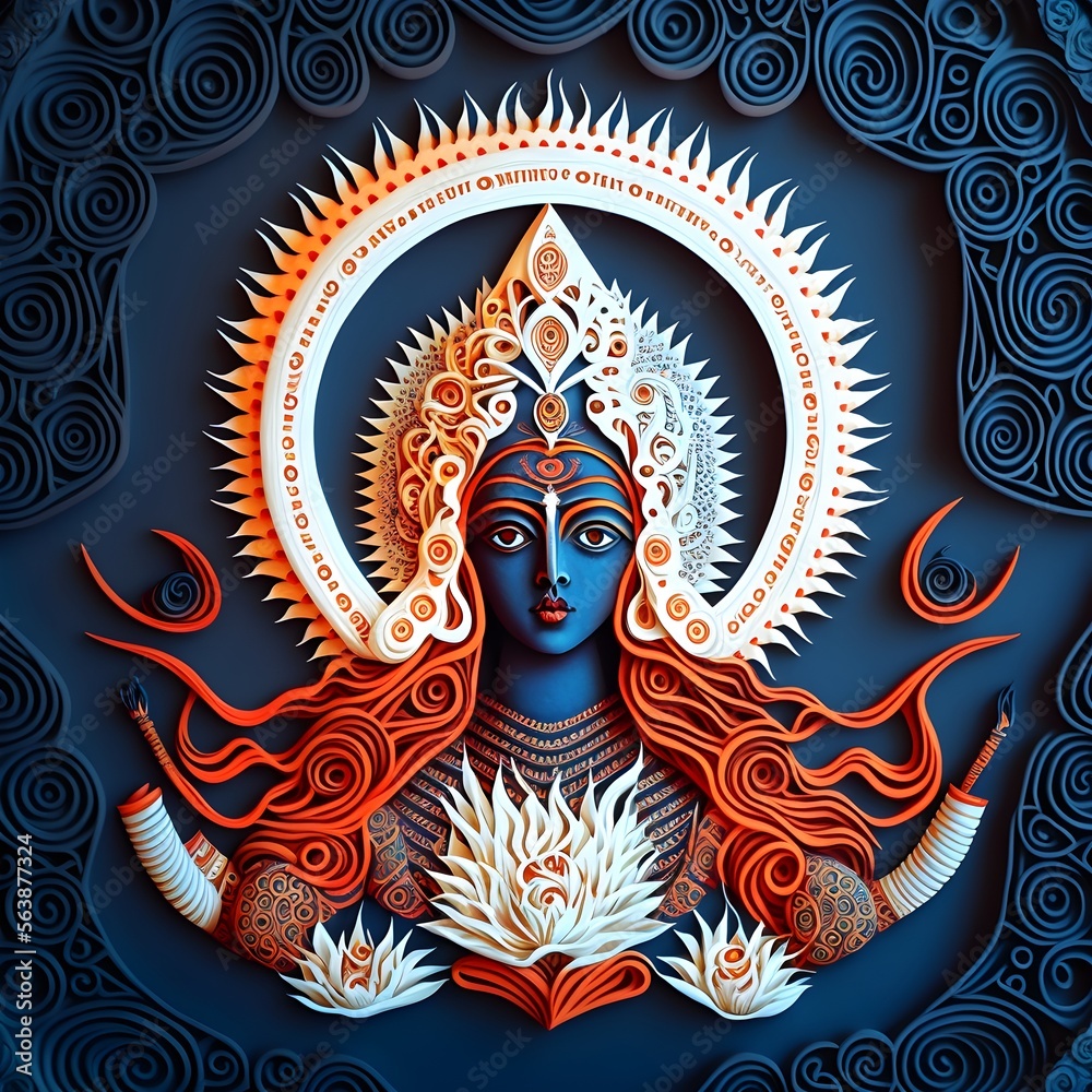 Hindu Devi Mahakali. Hindu Goddess Kali Stock Illustration | Adobe Stock
