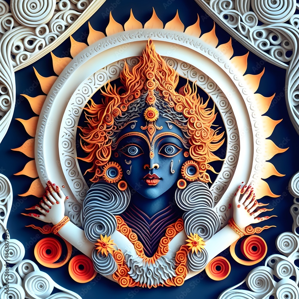 Hindu Devi Mahakali. Hindu Goddess Kali Stock Illustration | Adobe Stock