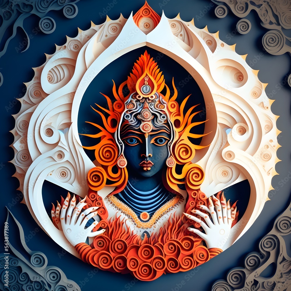 Hindu Devi Mahakali. Hindu Goddess Kali Stock Illustration | Adobe Stock