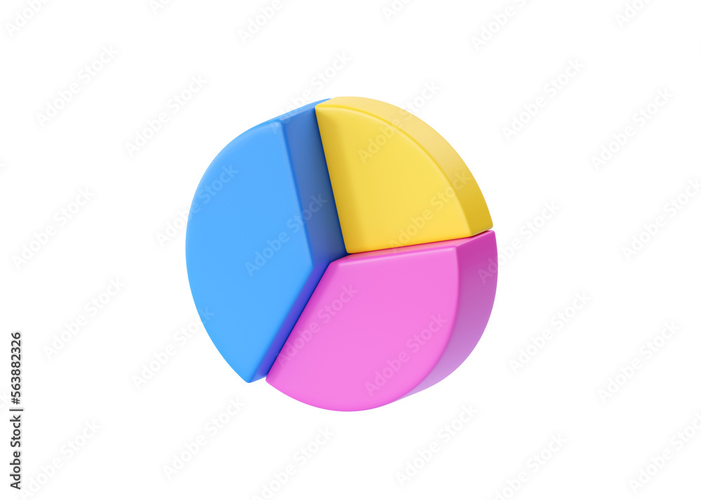 3d render graph illustration - digital circle diagram, financial stats ...