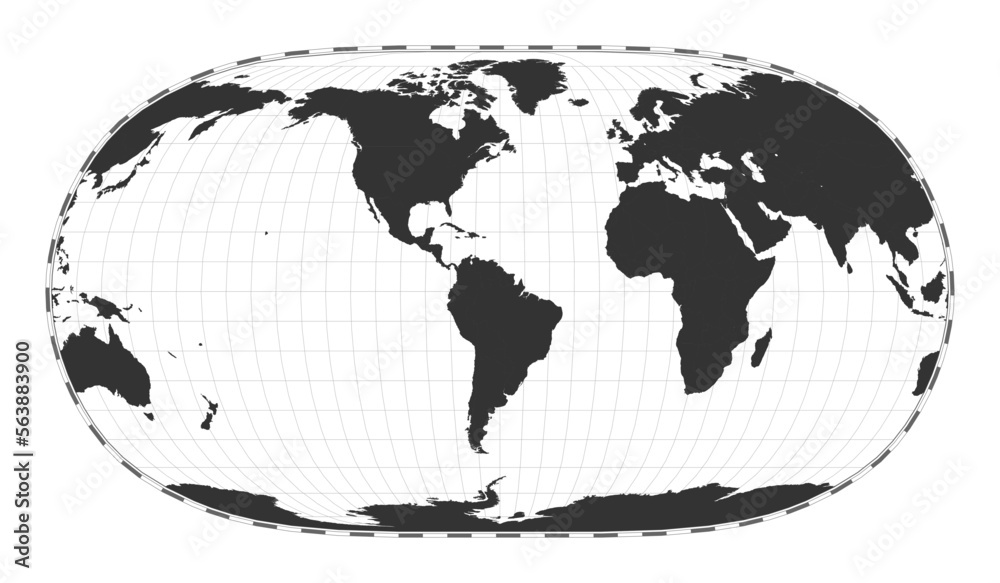 Vector world map. Natural Earth II projection. Plain world geographical ...