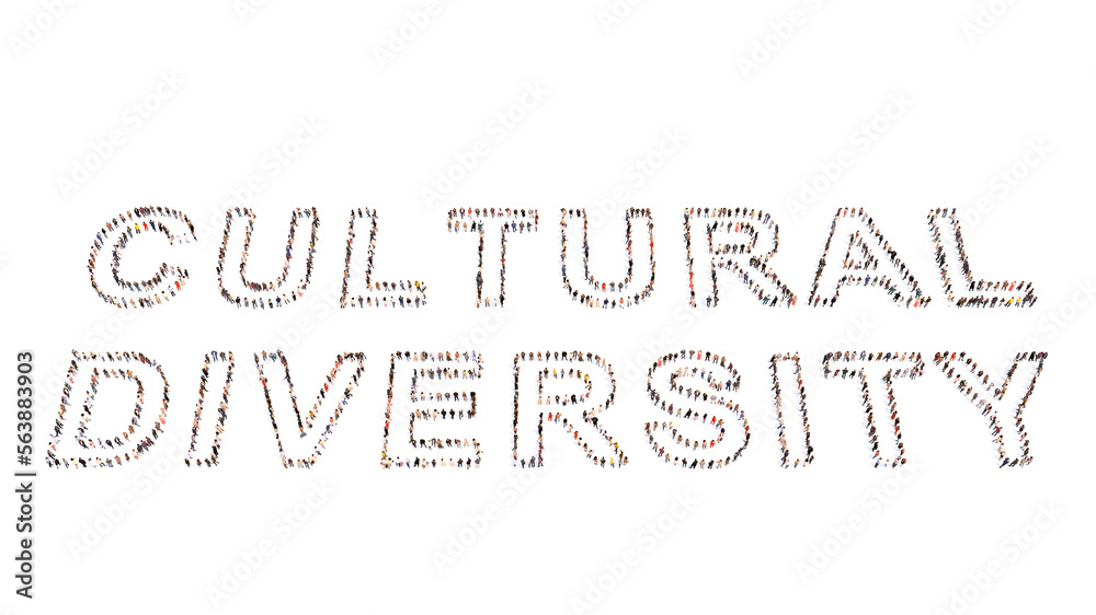 Concept conceptual large community of people forming CULTURAL DIVERSITY ...