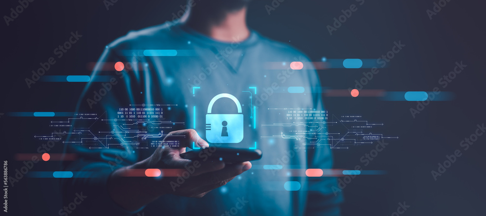 Cybersecurity And Privacy Concepts To Protect Data Lock Icon And Internet Network Security