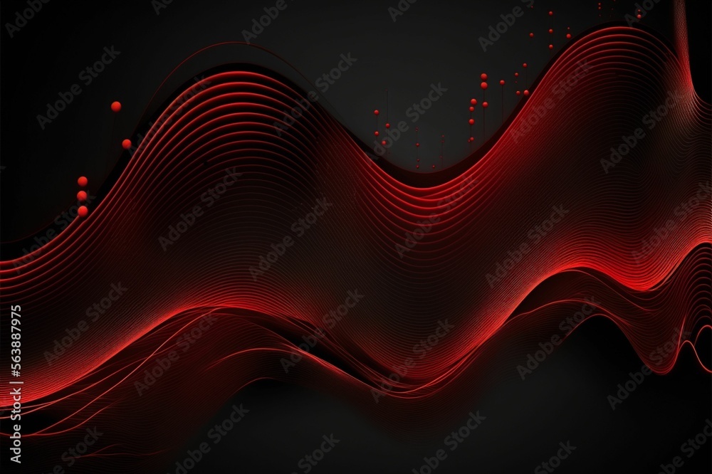 Abstract waves red and black with black background. Wallpaper ...