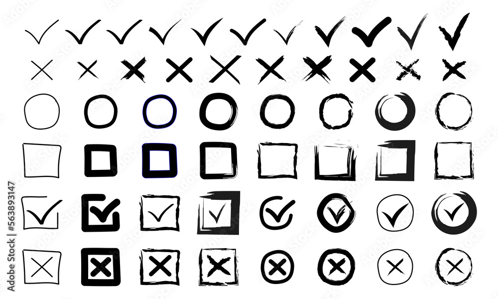 Check mark icon vector set on isolated background. Approval check icon ...
