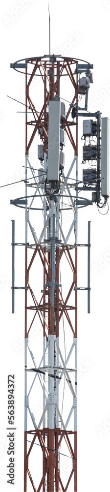 Isolated PNG cutout of a metallic telecom tower on a transparent ...