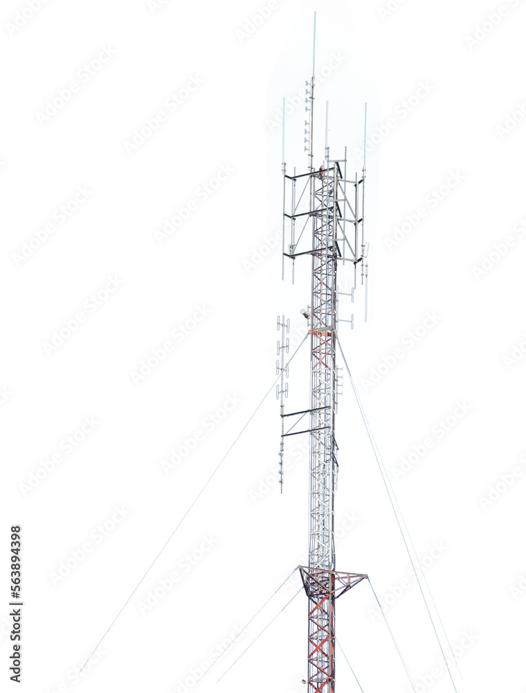 Isolated PNG cutout of a metallic telecom tower on a transparent ...