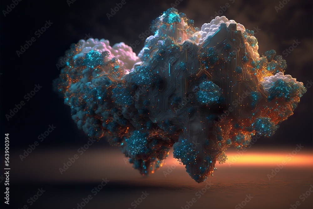 Big Data Cloud. Millions of Electronic Nodes connected together in on ...