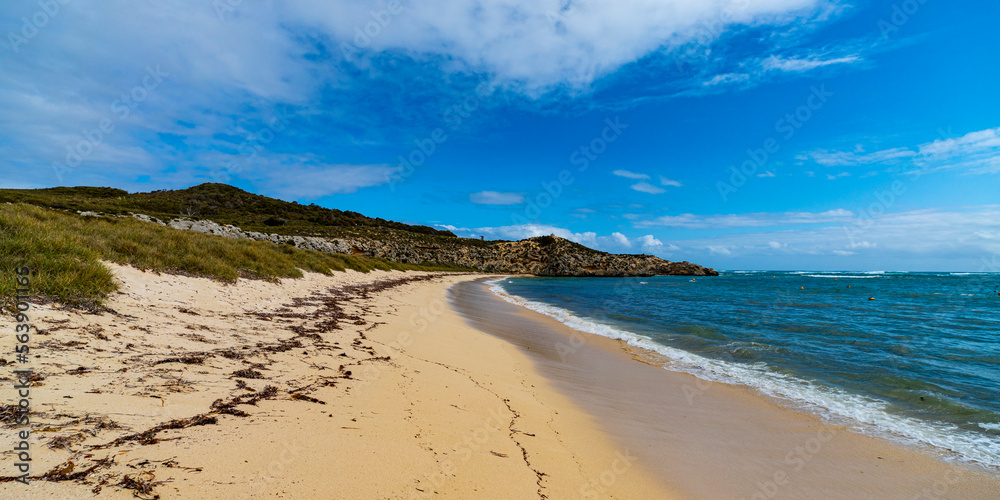 a panorama of paradise bay on rottnest island near perth in western ...