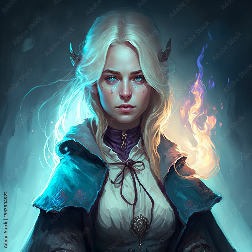 Human woman mage Stock Illustration | Adobe Stock