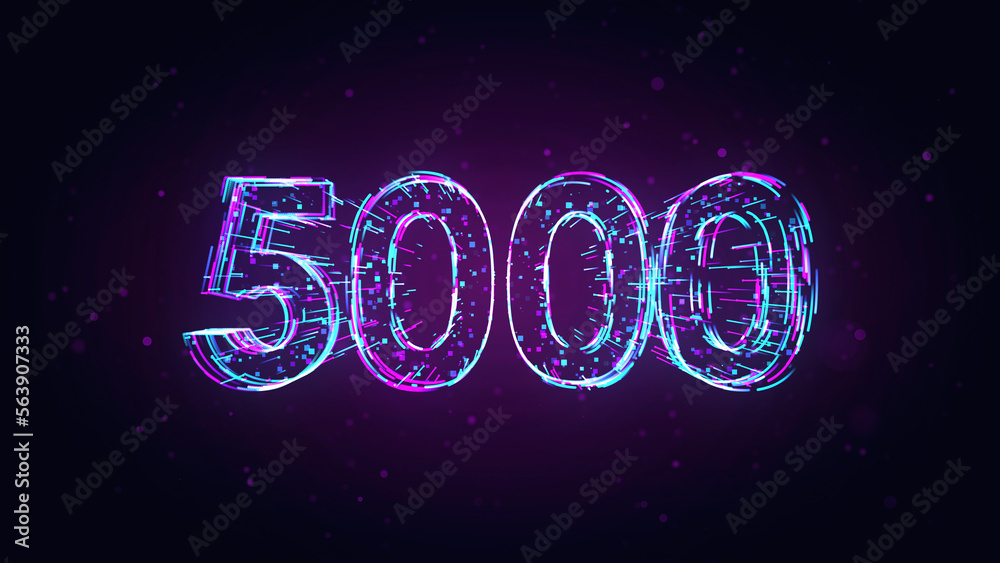 Futuristic Purple Blue Shiny Number 5000 3d Lines Effect And Square ...