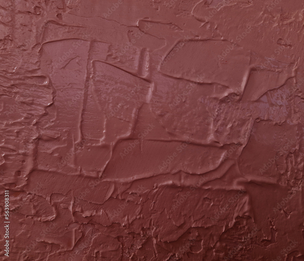 Acrylic and red paint on a wall with brush and palette knife strokes ...