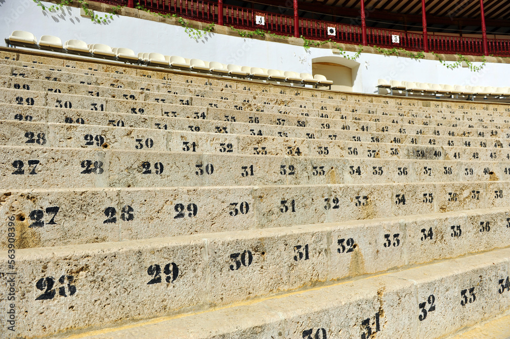 Gradas de la Plaza de Toros de Málaga, capital de la Costa del Sol ...