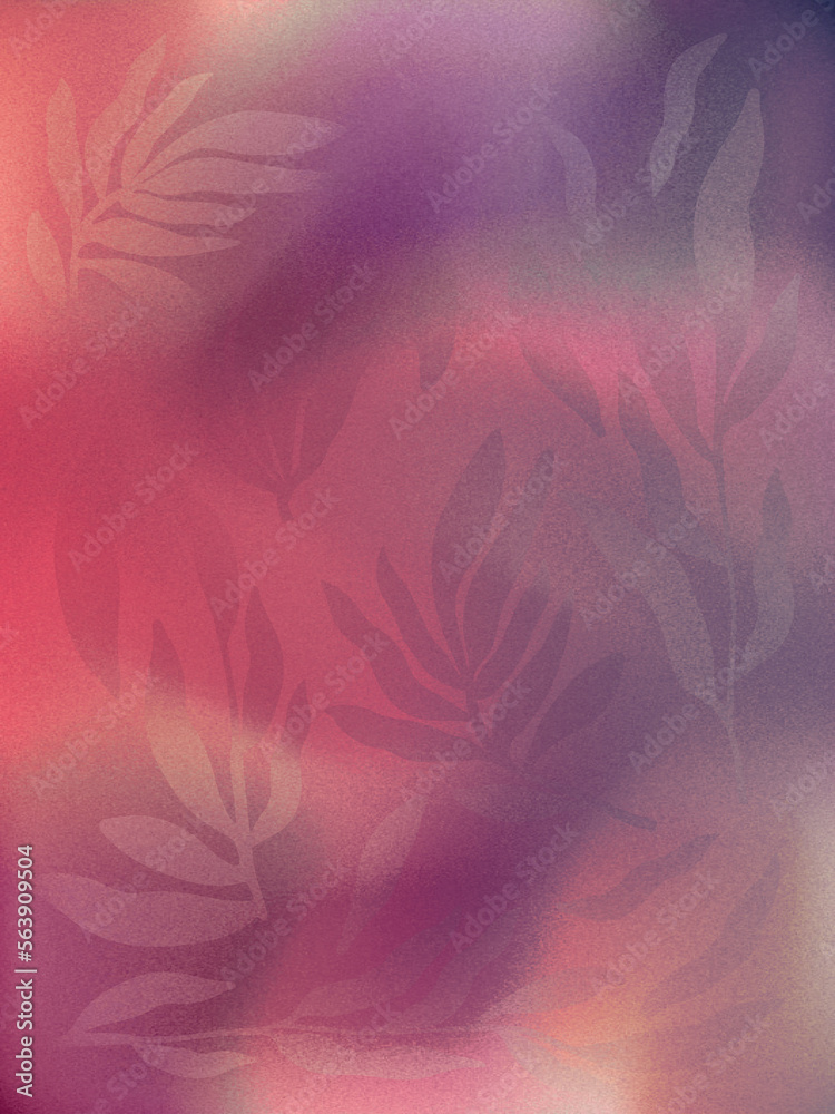 Digital noise gradient background with flowers. Nostalgia, vintage ...