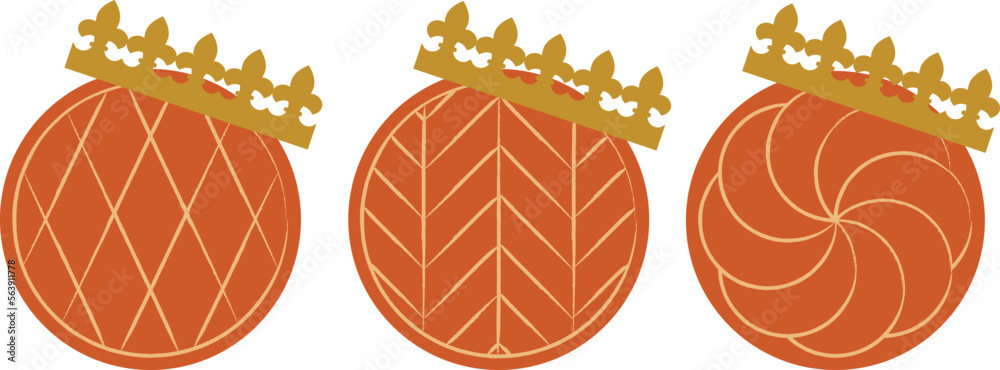 Vetor de Galette des rois french king cake with crown logo. Vector ...