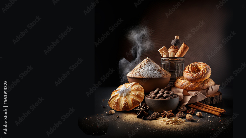 Different Traditional Bakery Products Assortment Front View for Bakery ...