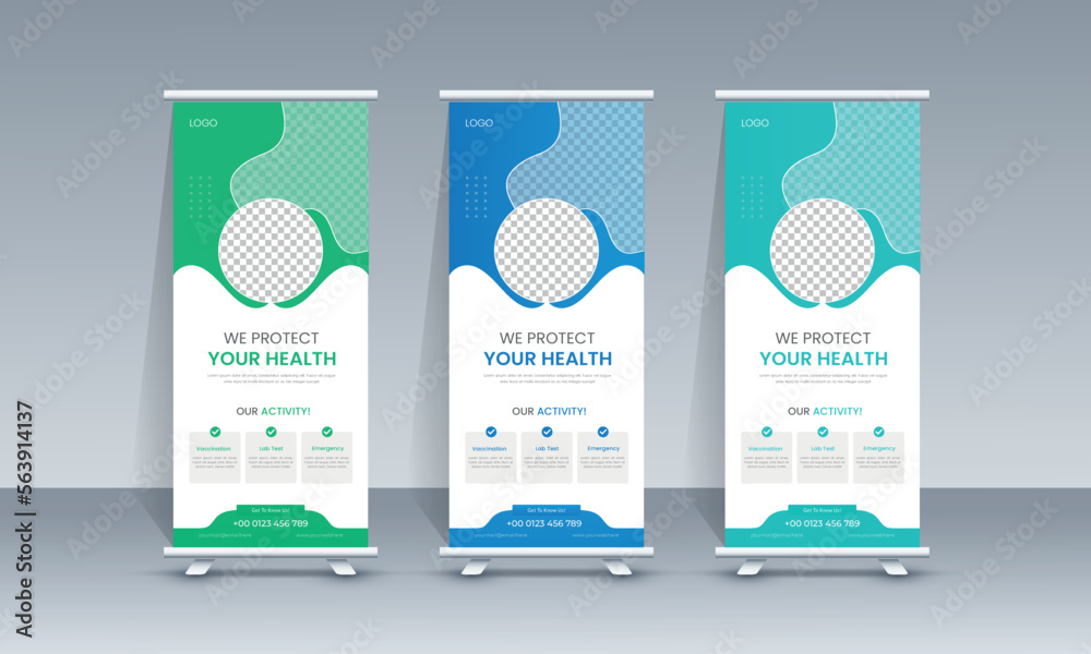 Medical roll up banner and retractable pull up banner ads or signage x ...