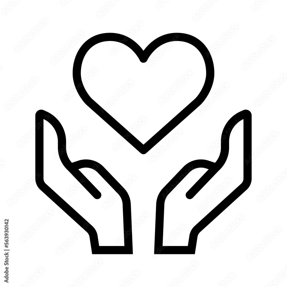 Heart in hands. Donate icon transparent background. Charity sign for ...