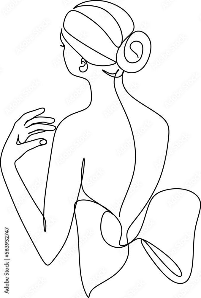 Continuous line drawing of a beautiful woman. Vector illustration ...