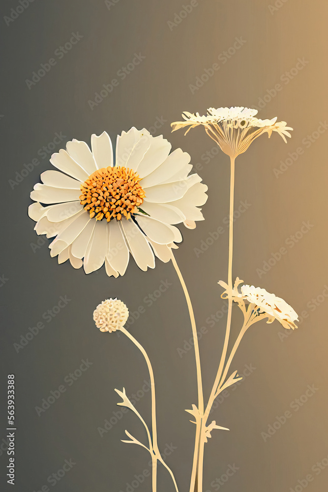 Flowers on a cream colored background. Generative AI Stock Illustration ...