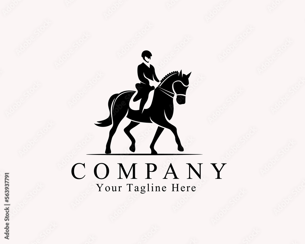 rider walking horse racing equestrian symbol logo design template ...