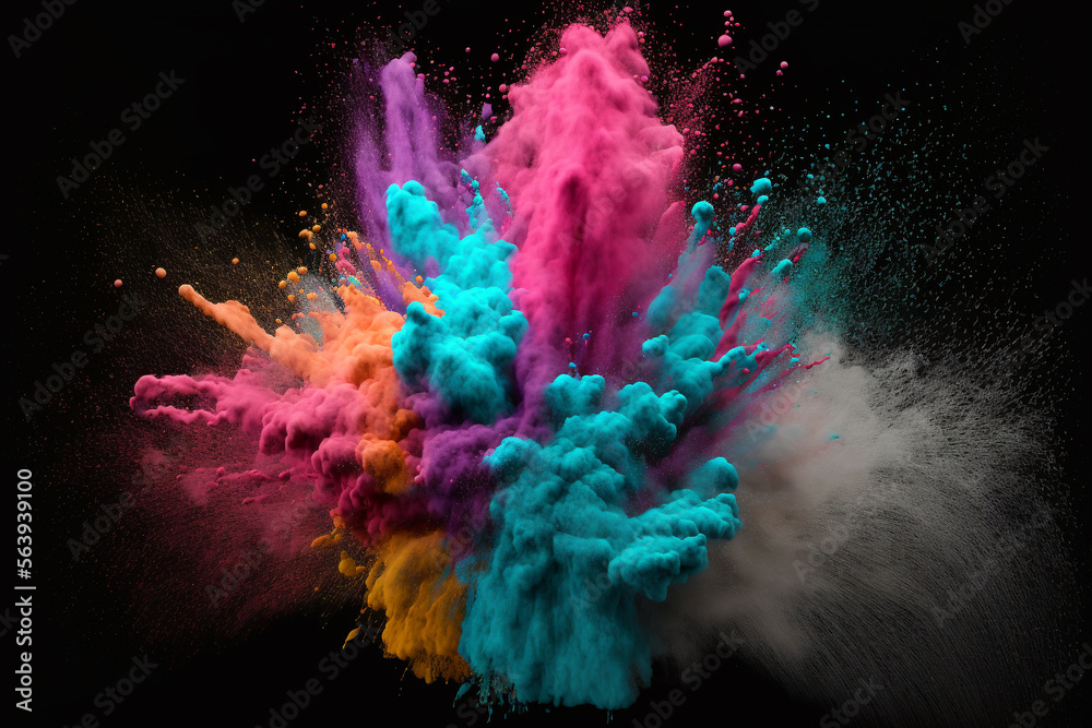 Explosive Color Powder Burst Rainbow colors dust splash concept. Ai ...