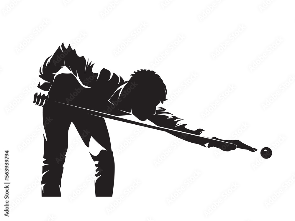 Snooker, billiard or pool player, isolated vector silhouette Stock ...
