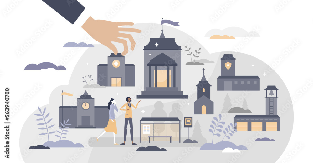 Municipality authority with administrative buildings set tiny person ...