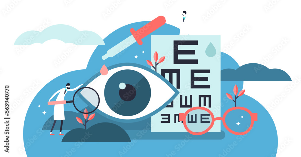 Ophthalmology illustration, transparent background. Flat tiny eyes ...