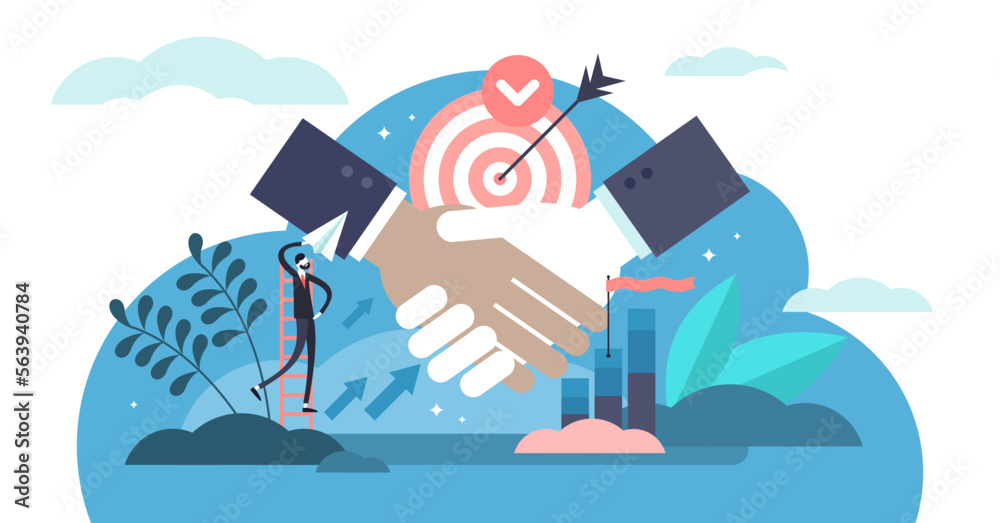 Partnership illustration, transparent background. Flat tiny business ...